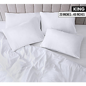 Utopia Bedding King Pillow Cases - 4 Pack - Envelope Closure - Soft Brushed Microfiber Fabric - Shrinkage and Fade Resistant Pillow Cases 20 X 40 (King, White)