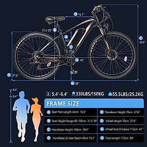 PEXMOR 500W Electric Bike for Adults, 27.5" Electric Mountain Ebike 48V 13AH Removable Battery, 20MPH 50Miles Adults Electric Bicycle Commuter Bike, 21 Speed, Lockable Suspension Fork