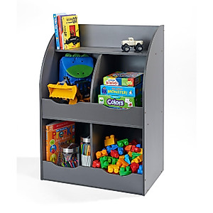 Badger Basket Four Bin Kids Bookshelf and Toy Storage Organizer - White