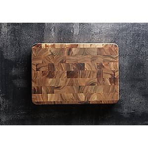 Ironwood Gourmet Large End Grain Prep Station Acacia Wood Cutting Board, 14 x 20-Inch, Brown