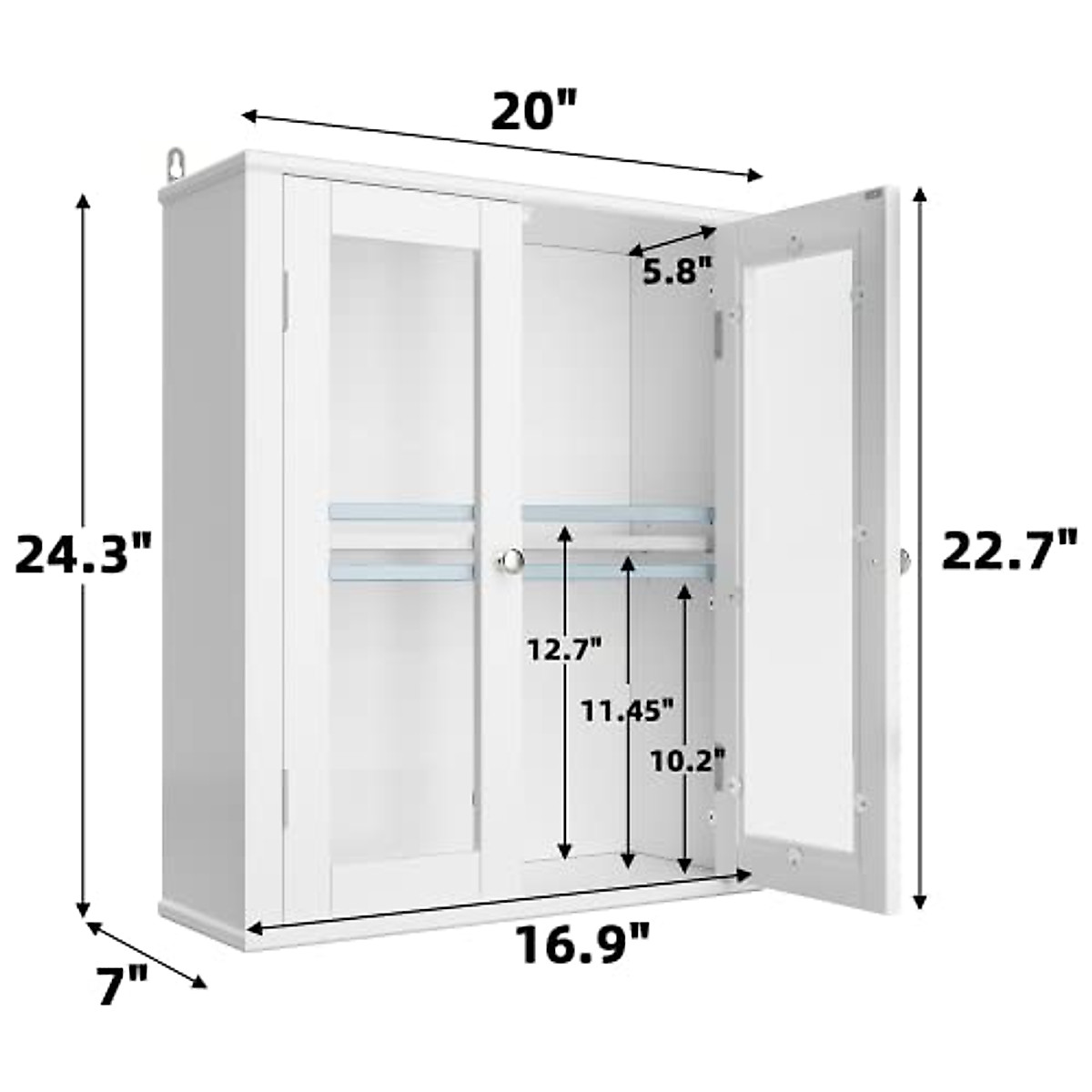 JUMMICO Medicine Cabinet, Bathroom Cabinet with 2 Doors and Adjustable Shelves, Over The Toilet Space Saver Storage Cabinet, Wall Mounted Wooden Medicine Cabinet for Laundry Bathroom Kitchen (White)