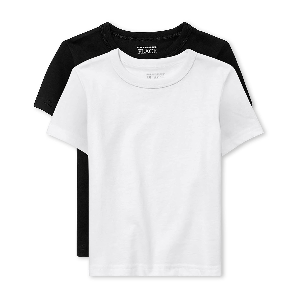 The Children's Place baby boys And Toddler Short Sleeve Basic Layering T-shirt Shirt, Black/White 2 Pack, 3T US