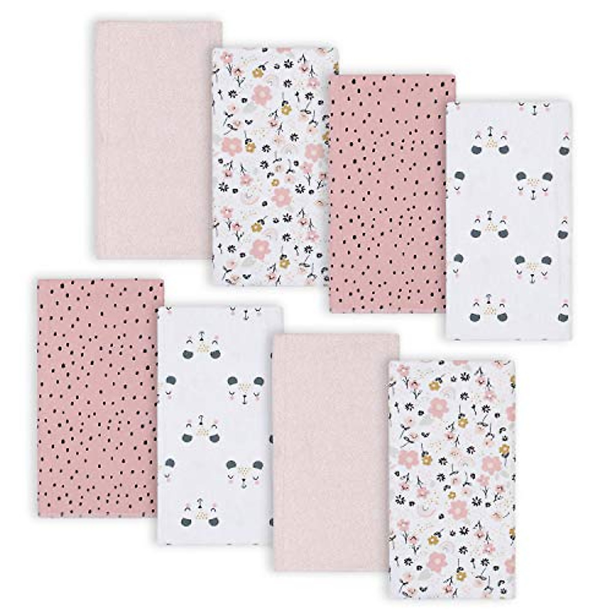 Gerber Unisex-Baby 8-Pack Flannel Burp Cloths, Bear White, One Size