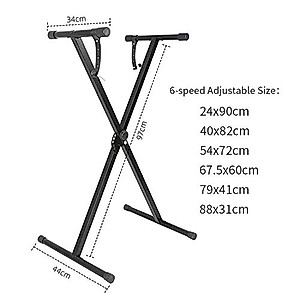 Ktaxon Single X Keyboard Stand and Bench Set, Adjustable Height Digital Piano Stand with Lockable Straps for 49 61 76 88 Keys
