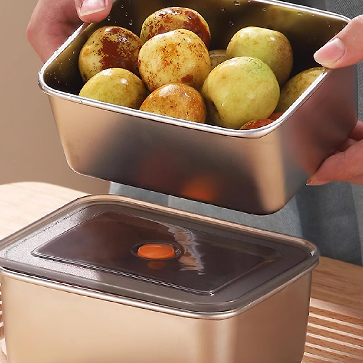 SCWBOEII 6 Pcs Stainless Steel Containers With Lids 16.9oz Snack Containers Metal Meal Prep Food Containers Reusable, Stackable, Nestable Dishwasher Freezer Safe (6)