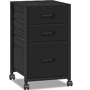 Raybee File Cabinets for Home Office 3 Drawer Rolling File Cabinet Small Filing Cabinets for Small Spaces Fabric Vertical Filing Cabinet fits A4, Legal, Letter Size, 16.9" D*15.6" W*26.6" H Grey