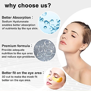 Permotary 30 Pairs 24K Gold Gel Crystal Collagen Eye Pads, Under Eye Mask for Moisturizing,Fine Lines, Dark Circles& Puffy Eyes Under Eye Patches, Gold