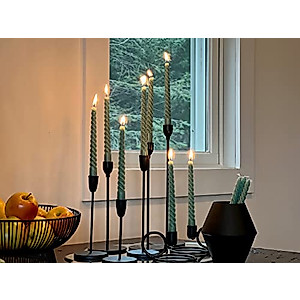 12 Piece Sea Green Twist Taper Candles, 2 Boxed Sets of 6, 4 Hours Burn Time, Paraffin Wax, 7.75 Inches