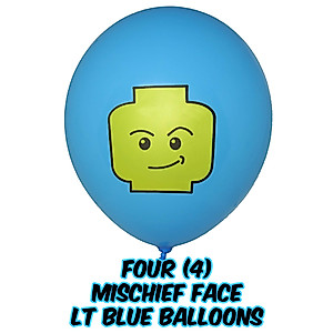 Party Ninja 24 Pack of Colorful 12-inch Birthday Balloons for Building Brick Theme Party - DOUBLE SIDED PRINTS - Character Faces - Happy Birthday Balloons for Boys & Girls Party Supplies…