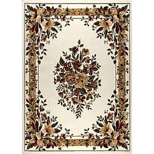Home Dynamix Optimum Caspian Area Rug, 3'7" x5'2, Traditional Medallion Floral, Ivory/Burgundy/Yellow