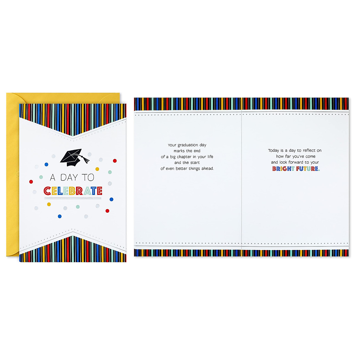 Hallmark 13" Large Graduation Gift Bag with Greeting Card and Tissue Paper (Black, Red, Blue, Holographic) for High School, College, Law School, Nursing, Kindergarten