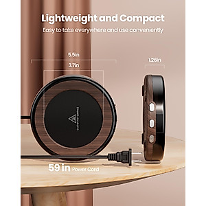 Gaiatop Mug Warmer, 30W Coffee Mug Warmer with Colorful LED Atmosphere Lights, 3 Temp Settings Coffer Warmer for Desk, 2-9Hrs Timer, Candle Warmer Beverage Heating Plate for Coffer, Tea, Milk-Wood