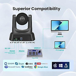 TONGVEO 20X Optical Zoom 60fps PTZ Camera Conference Room USB 1080P Camera System for Church Worship Services Meeting Online Learn, Works with Zoom, Skype OBS Easy to Set Up