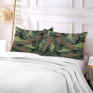 Dinosaur Camouflage Pillowcase for Hair and Skin Body Pillow Cover Body Pillow Case Queen Size 20"X 30" Body Pillow Case Cover with Zipper for Women