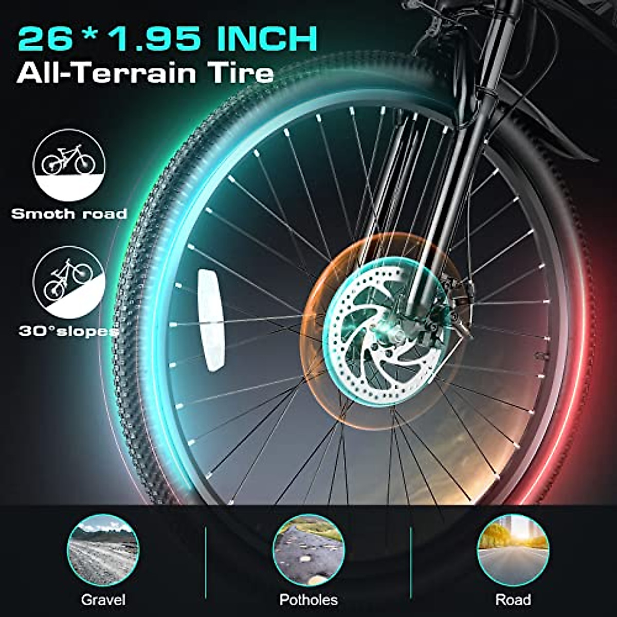 Vivi Folding Electric Bike 500W Electric Bike, 26" Electric Bicycle with Removable 48V Battery, 20MPH Electric Bikes for Adults, Up to 50Miles Range, Dual Shock Absorber, Shimano 21 Speed Gears
