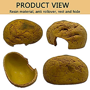 Reptile Rock Hide Cave Resin Rock Hideout Reptile Shelter Habitat Accessories Terrarium Decoration for Gecko Spider Snake Frog Tortoise and Other Small Animals
