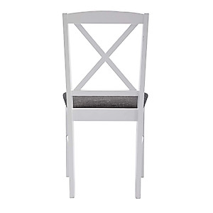 DUHOME Dining Chairs Set of 2 Wood Dining Room Chair with Cross Back, Kitchen Room Chair Side Chair, White Base with Grey Cushion
