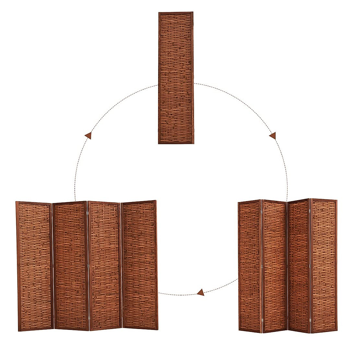 Corelax Room Divider Privacy Screen with Natural Bamboo,4-Panel 5-Panel 6-Panel Folding Privacy Screens,Freestanding Room Divider