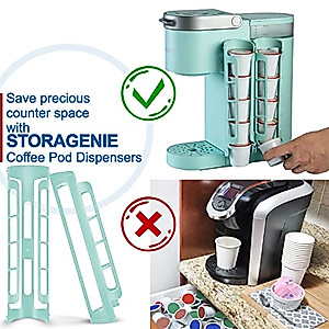 STORAGENIE K Cup Holder for Keurig, Coffee pod Storage, Side Mount | Wall Mount, Perfect for Small Counters (2 Rows/For 10 K Cups, OASIS BLUE)