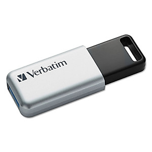 Verbatim 98666 Store 'n'Go Secure Pro USB 3.0 Flash Drive w/AES 256 Encryption, 64GB, Silver
