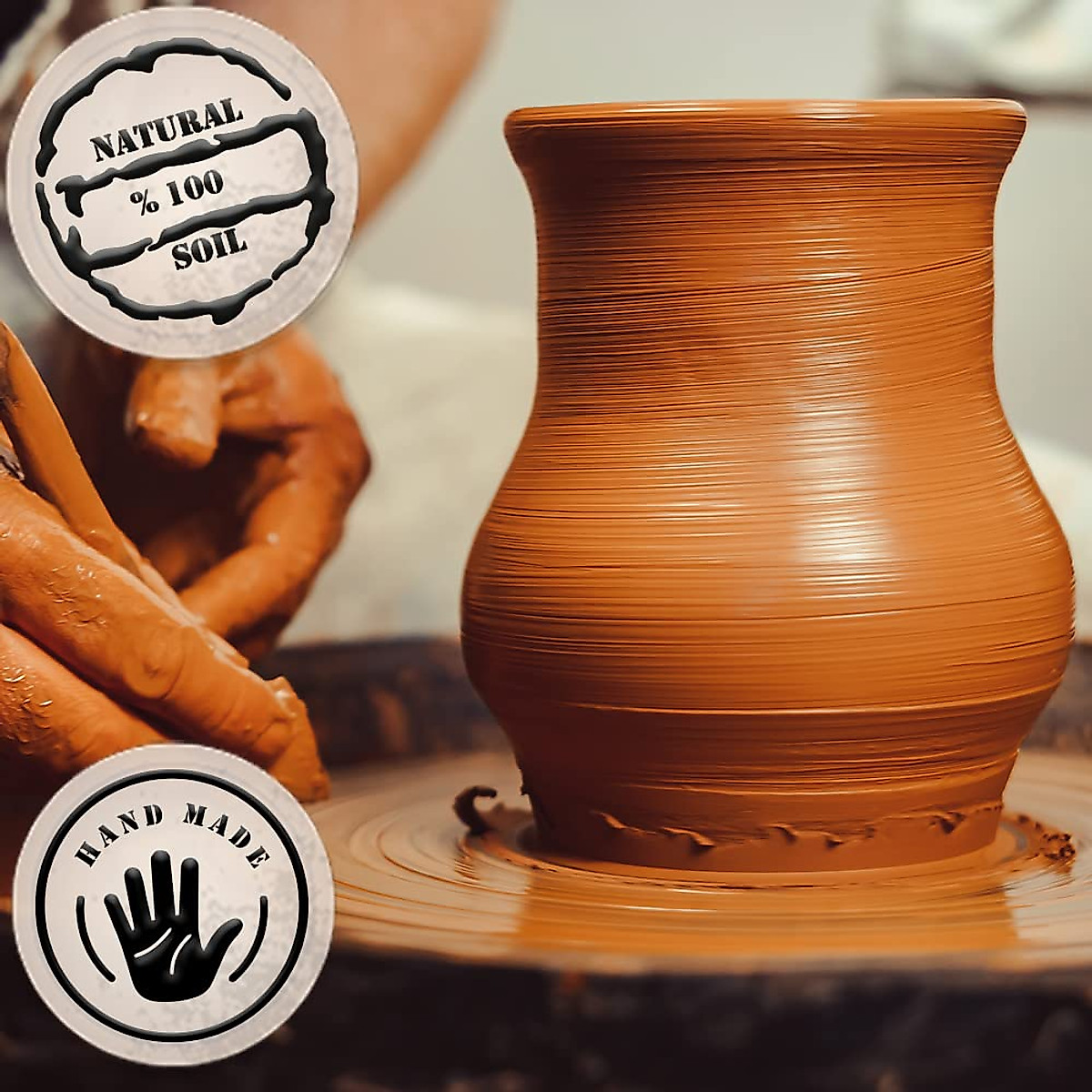 Handmade Clay Pot for Testi Kebab, Unglazed Earthenware Pot for Cooking, Clay Cooking Pots, Authentic Cappadocia Kebab Tandoori (Large 10 in)