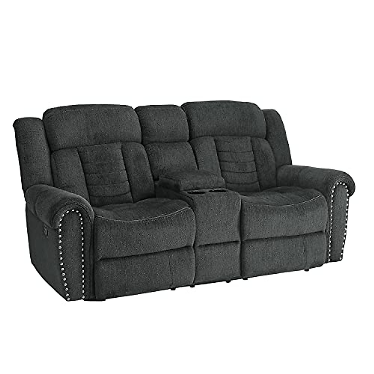 Lexicon Huddart Fabric Double Manual Reclining Loveseat, 79.5" W, Charcoal Gray