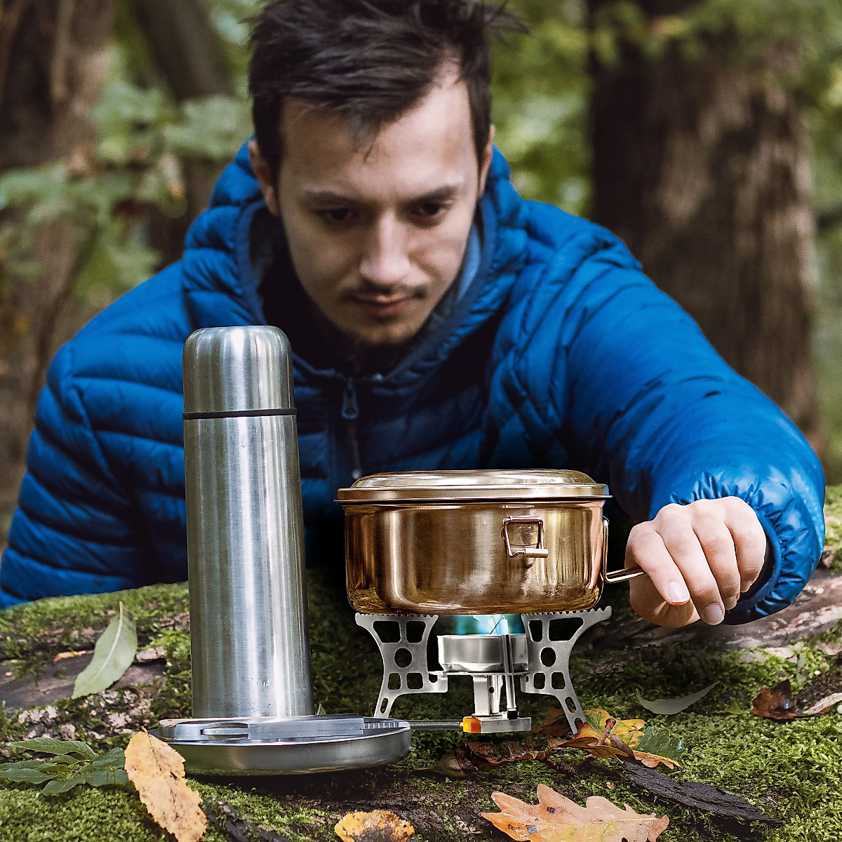 BP Compact 2.0 Portable Camping Stove (Propane + Butane Adapters Included) | Windproof Camping and Backpacking Mini Stove with Built-in Ignition System | Perfect for Hiking and Picnic -3900W