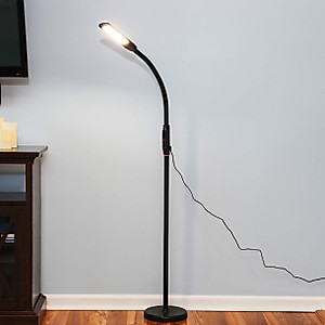 Brightech Vista 3-in-1 Desk Lamp for Living Rooms, LED Floor Lamp, Tall Lamp with Remote Control, Work Light for Documents, Standing Lamp with Flexible & Adjustable Gooseneck for Reading and Crafts