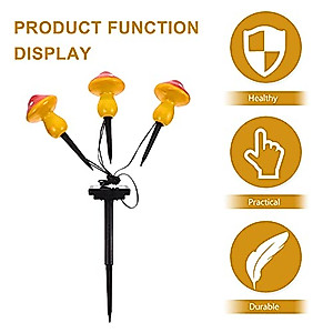 SOLUSTRE Mushroom String Light LED Solar Stake Lights Yard Lawn Garden Night Light Landscape Path Light Garden Decorations for Patio Lawn Driveway