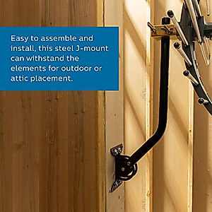 Philips Universal Adjustable TV Antenna Mount, Steel J-Mount for Attic Outdoor Roof Wall Installation, Weatherproof Mast Pole, Mounting Bracket and Hardware Included, Black, SDW1220/27