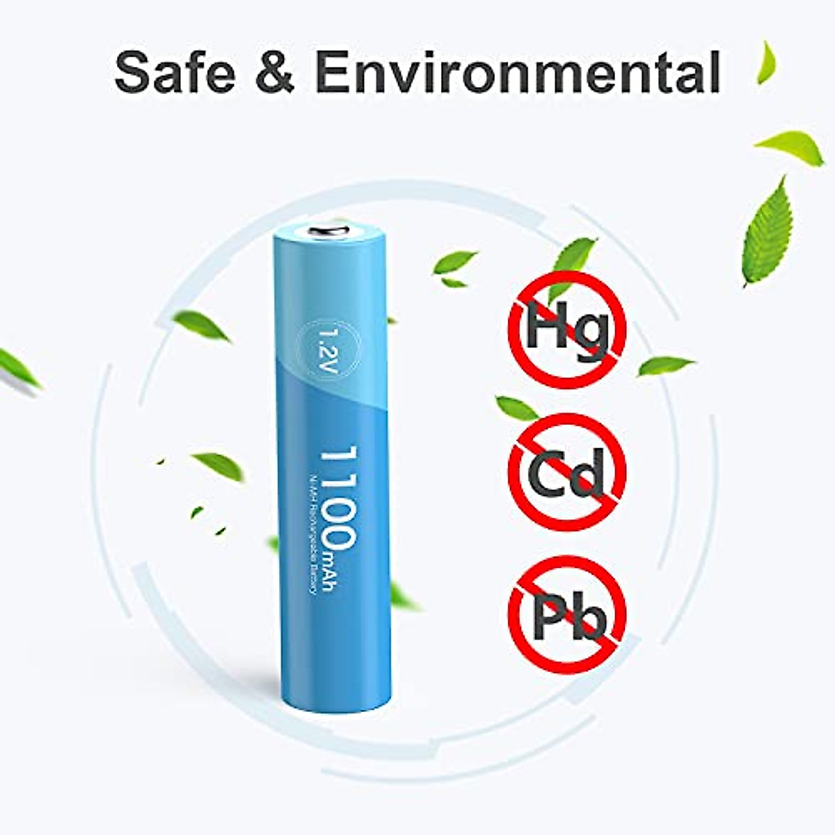 Deleepow AAA Rechargeable Batteries 1100mAh 1.2V nimh AAA Rechargeable Batteries 8-Pack 1200Cycles with USB LCD Charger