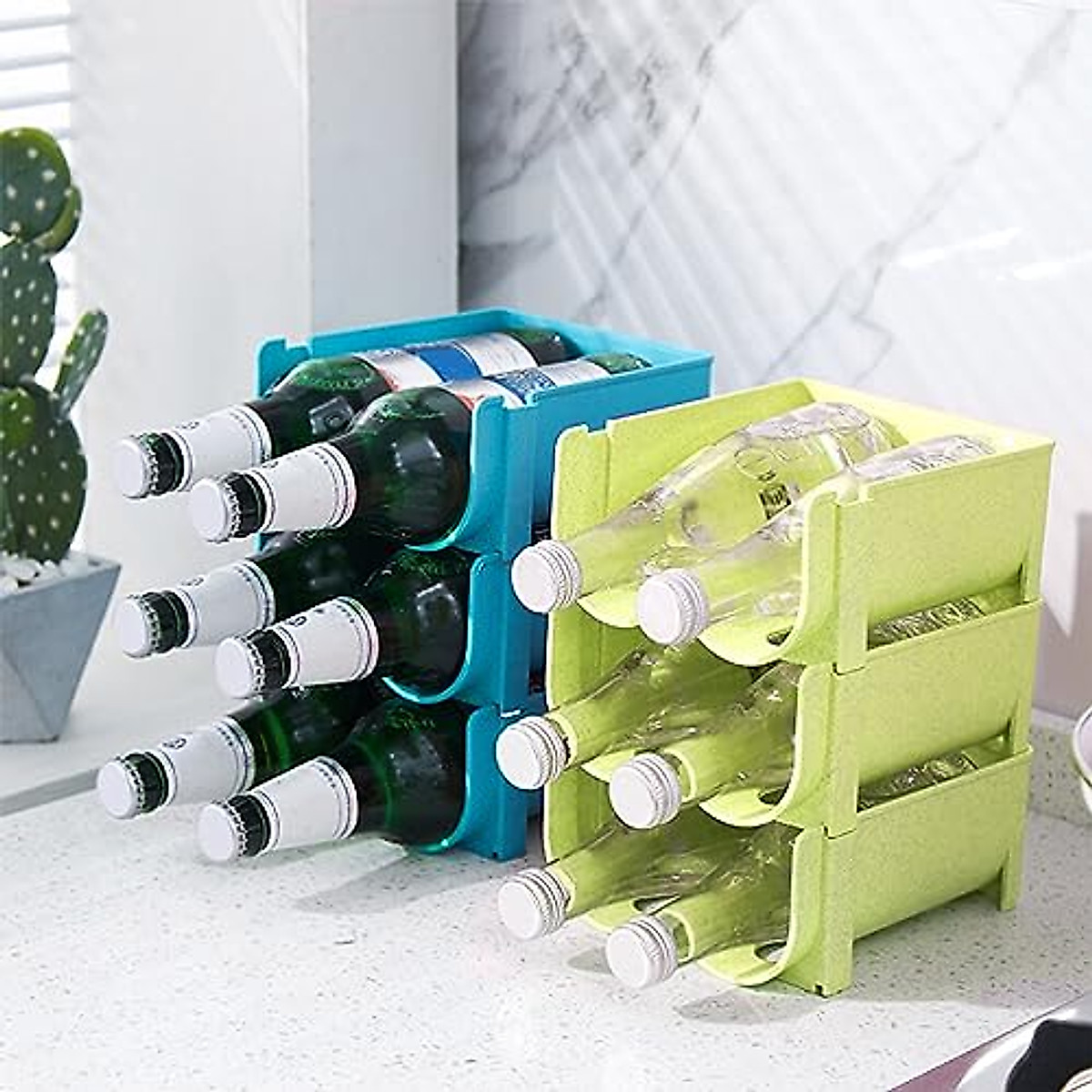 Luxshiny 3Pcs can Rack Free-Standing Bottle Holder Refrigerator can Organizer Fridge Beer Rack Refrigerator Drink Organizer Wine Racks in cabinets Office Drinks Plastic Display Stand