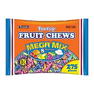 Tootsie Roll Fruit Chews Mega Mix 8 Flavors- 4 Pounds of Soft Fruity Rainbow Candy - Peanut and Gluten Free (275 Pieces)