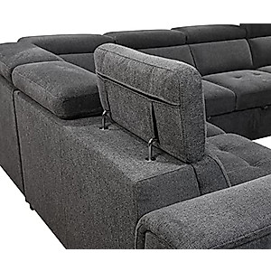 FANYE Gray Corner Sectional Sleeper Reversible Storage Chaise, Modern Convertible Practical Sofa W/Pull Out Sleep Couch Bed for Home Apartment OfficeGray U-Shaped