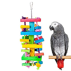Dono Parrot Knots Blocks Chew Wooden Block Bite Toys Birds African Grey Pure Colorful Knots with Multiple for Small and Medium Parrots and Birds