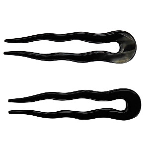 Marycrafts Simple Wavy Horn Hair Accessories Hair Fork Hairfork, Hair Pins Handmade 4.92"