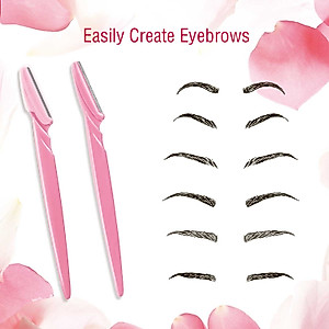 36 Pieces Eyebrow Razor Multipurpose Exfoliating Dermaplaning Tool Eyebrow Shaper Face Razor for Women Man With Precision Cover (Pink, Blue, Yellow)