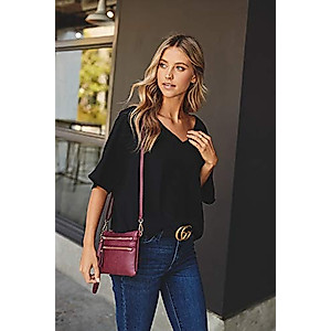 FashionPuzzle Multi Zipper Pocket Small Wristlet Crossbody Bag (Black)