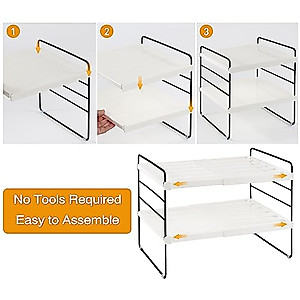 JUPELI Foil and Plastic Wrap Organizer, Expandable Kitchen Pantry Storage, Height Adjustable Cabinet Organizers and Storage, Storage Rack for Kitchen Organization, Aluminum Foil -3 Tier 9.8" to 15.6"L