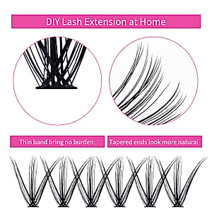 Fadlash DIY Lash Cluster individual Eyeslash Extension Volume Lash Clusters Thick Band Wispy Natural Eyelash Extension,Large Tray (40D-0.07-D, 8-16mm)