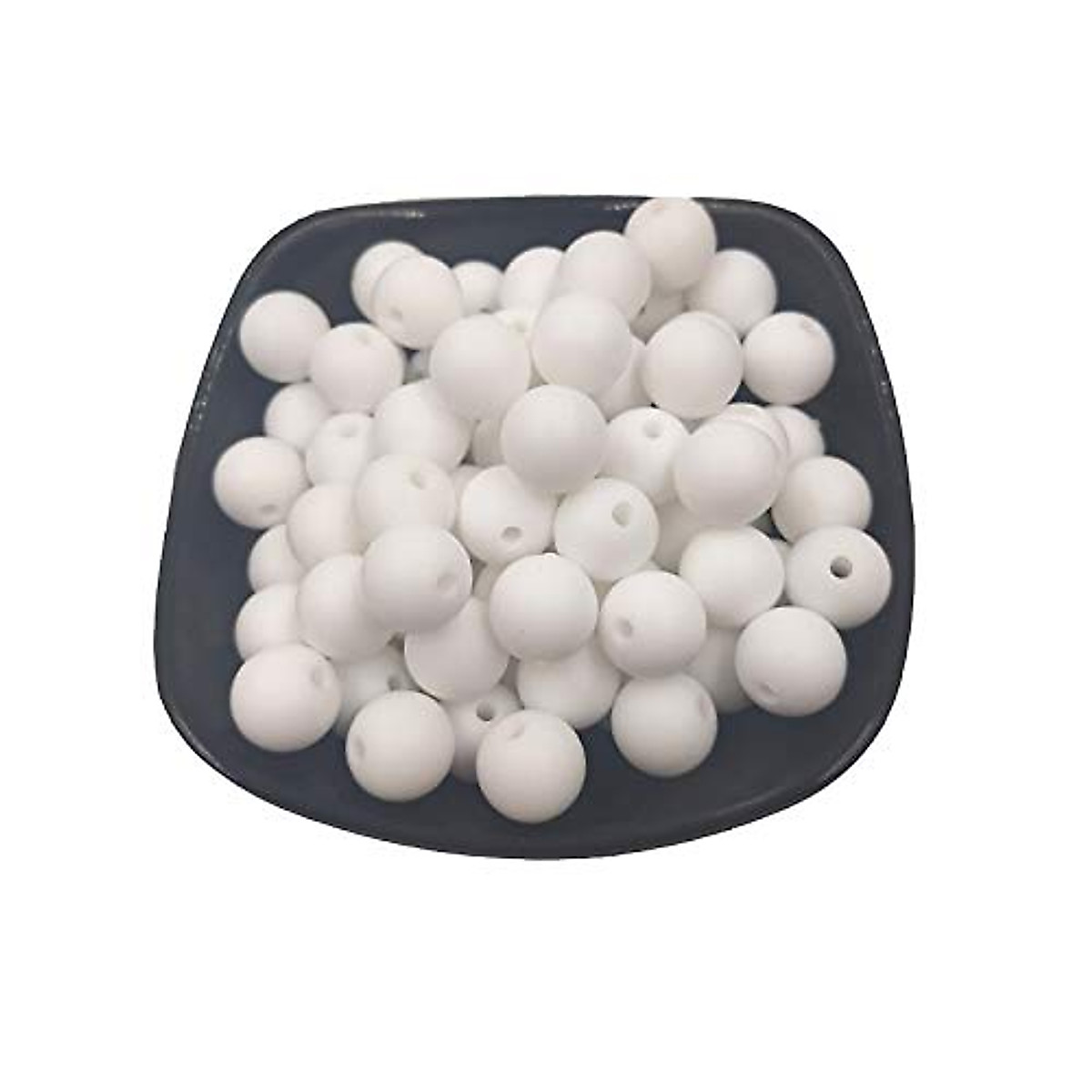 Alenybeby 50pcs DIY Silicone Pearl Beads Set 14/17mm Hexagon Icosahedron 12/15mm Round Beads for Keychain Mom Craft Necklace Jewelry Making