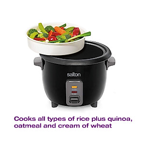 Salton 6 Cup Automatic Rice Cooker, 6 cups cooked / 3 cups Uncooked, Black, Stainless Steel