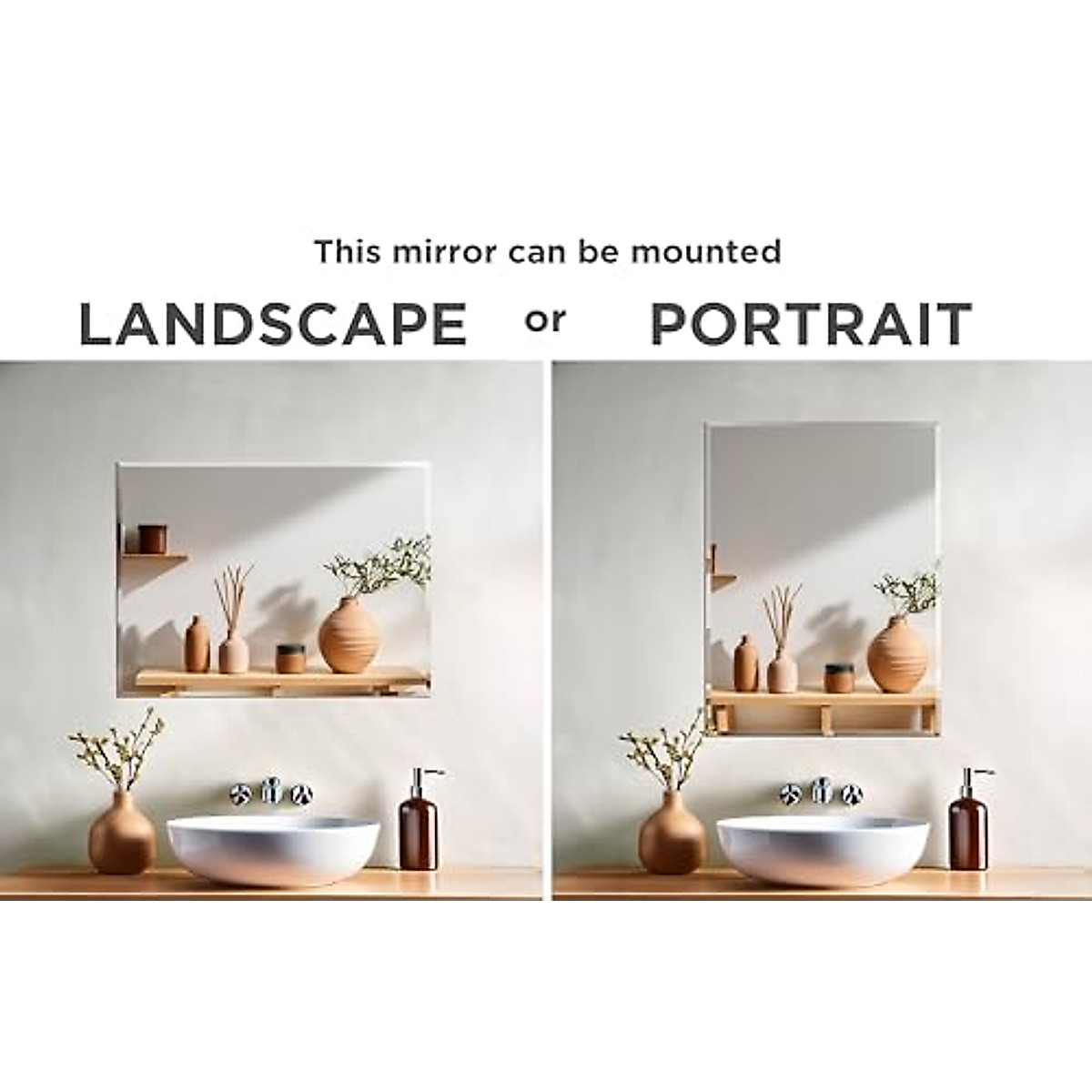 Gatco 1802 Bathroom Wall Mirror, 32"H x 24"W Modern mirror for Living Room, Vanity, Slim Design Beveled Frameless Large Rectangle mirror - Hangs Horizontal or Vertical with Easy Mount Safety Bracket