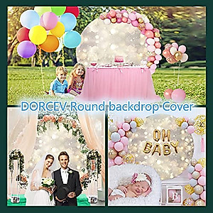 DORCEV Diameter 6.5ft Gentleman Tuxedo Round Backdrop Black and White Suit Bow Tie Botton Gold Glitter Black Curtain Pattern Photography Background for Father's Day Baby Boy Shower