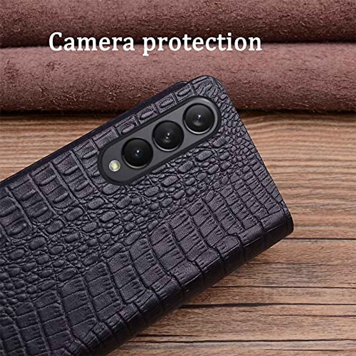 YAGELANG Case for Samsung Galaxy Z Fold 3, Clear View Window Durable Flip Genuine Leather Case Business Shockproof Scratch Resistant Protective Phone Cover 5G 2021,B Yellow