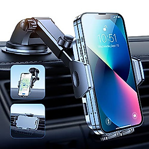 VICSEED Phone Mount for Car [𝗦𝘁𝗿𝗼𝗻𝗴 𝗦𝘂𝗰𝘁𝗶𝗼𝗻][𝗟𝗼𝗻𝗴 𝗔𝗿𝗺] Super Stable Car Phone Holder Mount for All Phones with Thick Cases 3 in 1 Universal Cell Phone Holder Mount