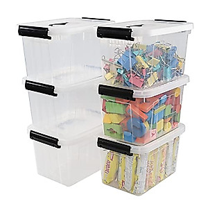 Sandmovie 8 Quart Clear Plastic Storage Bins with Lids, 6 Packs