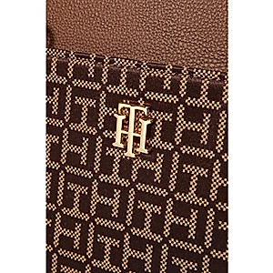 Tommy Hilfiger Antonella II Tote Square Monogram Jacquard Chestnut/Tannin/Red One Size