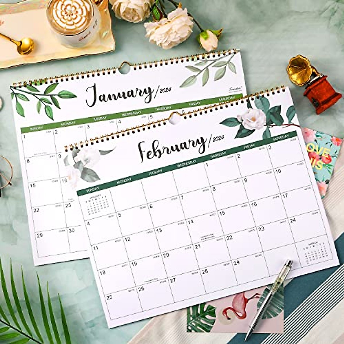 Wall Calendar 2023-2024 - 2 Yearly Wall Calendar 2023-2024, JULY 2023 - JUNE 2025, 14.8'' x 11.5'', Twin-Wire Binding, Large Blocks with Julian Dates, Perfect for Planning and Organizing Your Home and Office