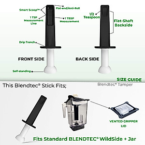 Tamper Fits Blendtec blenders- Hassle-Free Blending - FITS BLENDTEC's VENTED GRIPPER LID - BPA FREE - PATENTED